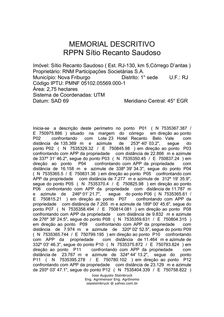 Memorial Descritivo Exemplo? - Adenilson Giovanini