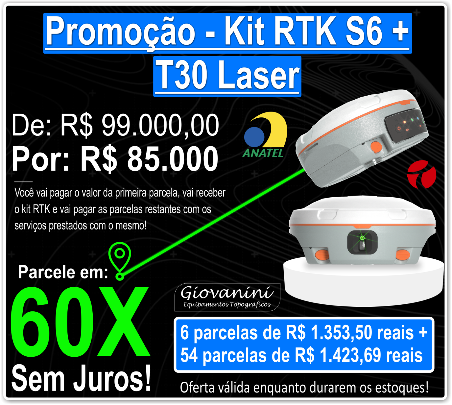 RTK ComNav S6 + T30 Laser - Giovanini Equipamentos Topográficos